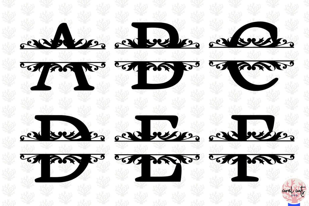 Split Monogram Cut Files - Svg EPS DXF PNG File - So Fontsy
