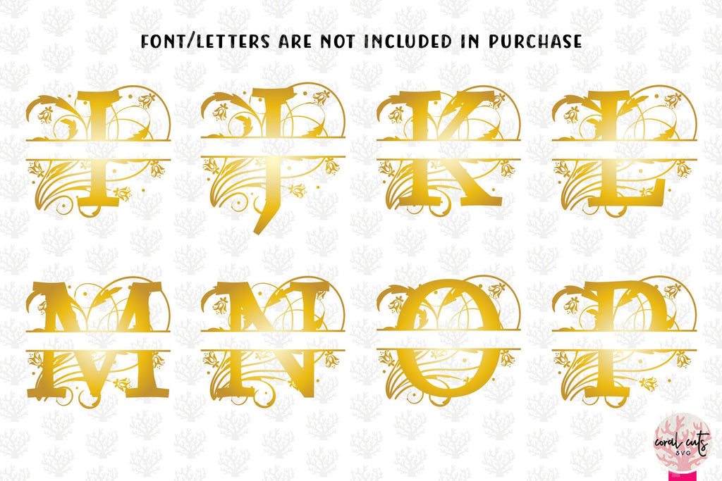 Split Monogram Decorative Swirl Letters - Svg EPS DXF PNG File - So Fontsy