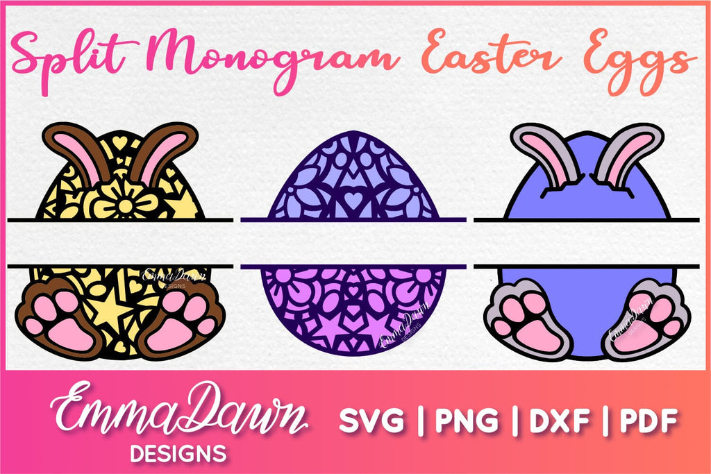 Split Monogram Easter Egg SVG | Mandala Easter Bunny SVG - So Fontsy