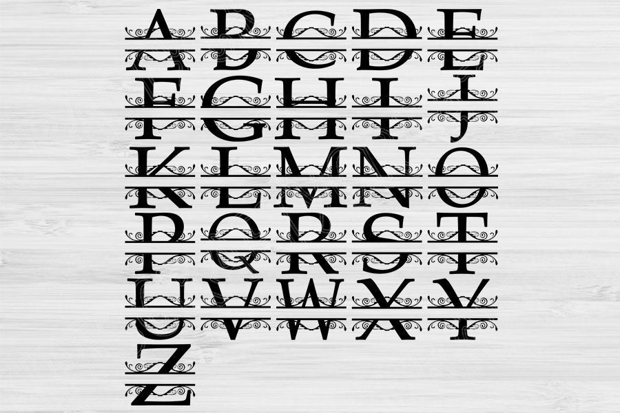 Split Monogram Font Split Alphabet Svg Dxf Eps Png Instant Digital
