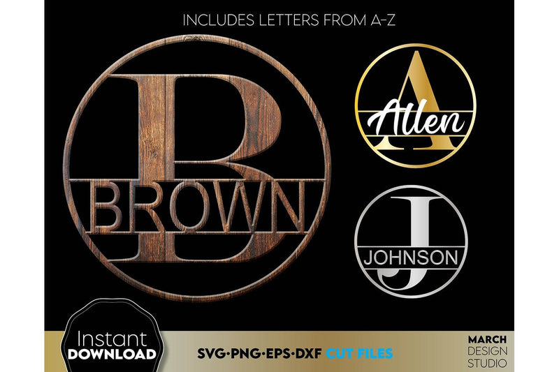 Split Monogram SVG, Monogram Letter SVG, Monogram SVG Files - So Fontsy