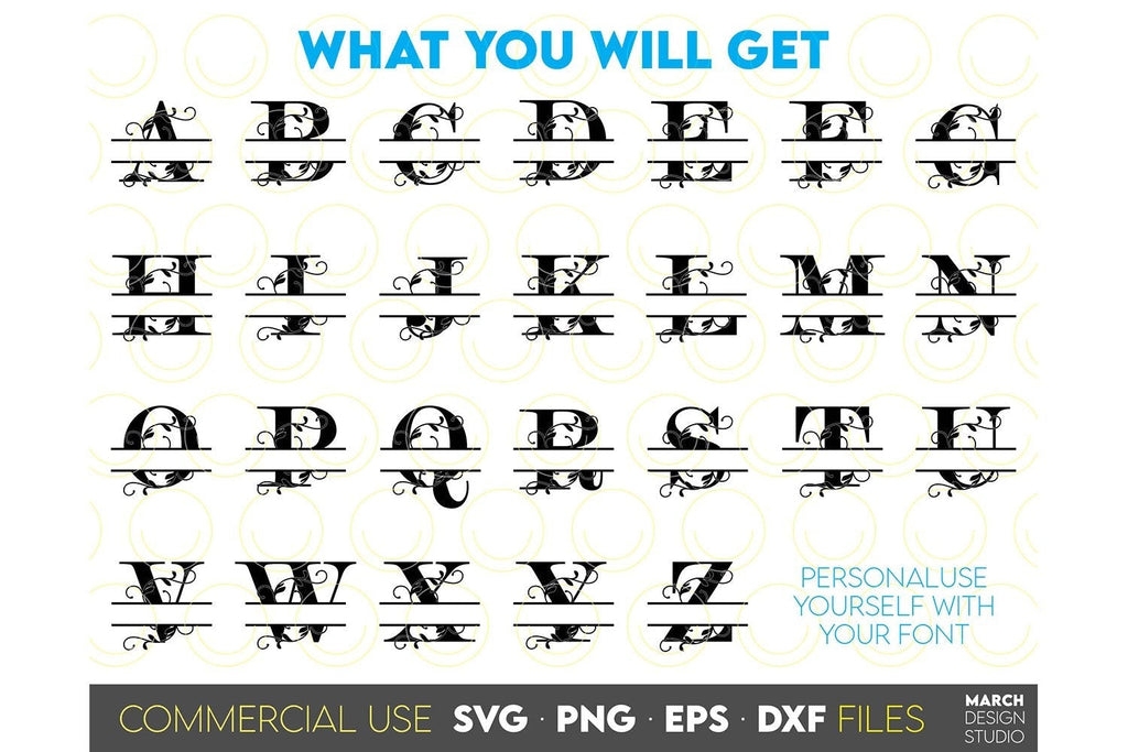 Split Monogram SVG, Monogram Letter SVG, Monogram SVG Files - So Fontsy