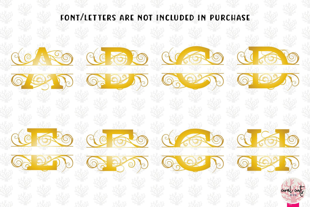 Split Monogram Swirls - Svg EPS DXF PNG File - So Fontsy