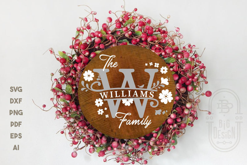Split monogram with flowers SVG - So Fontsy