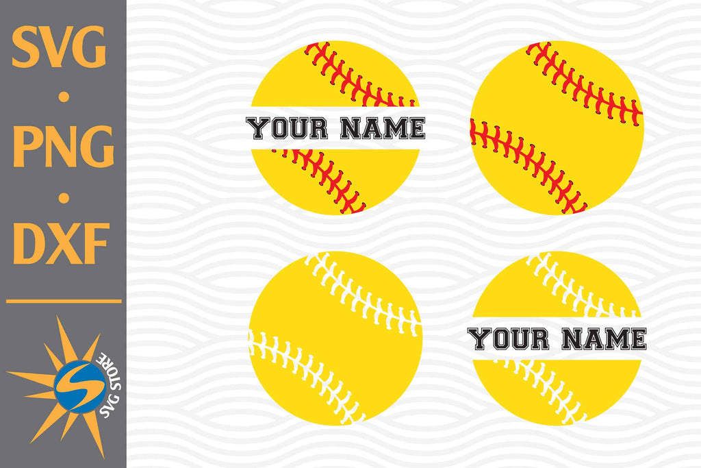 Split Softball SVG, PNG, DXF Digital Files Include - So Fontsy