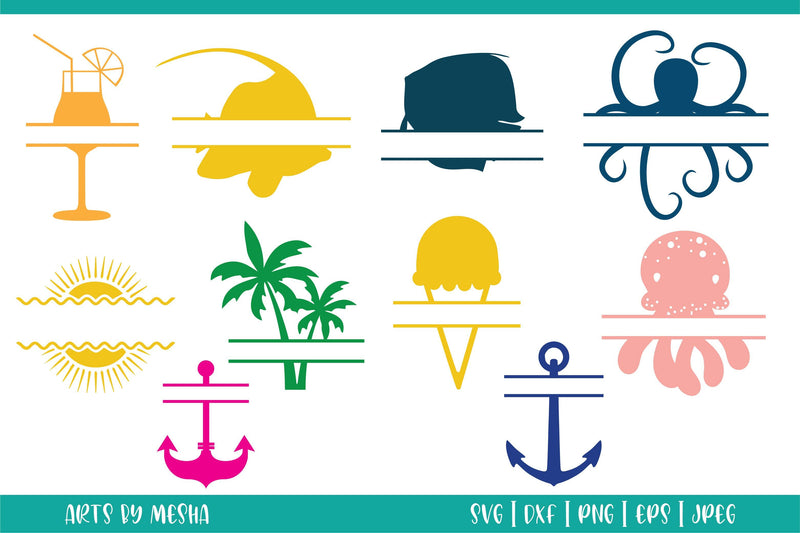Split Summer Monogram Svg Bundle - So Fontsy
