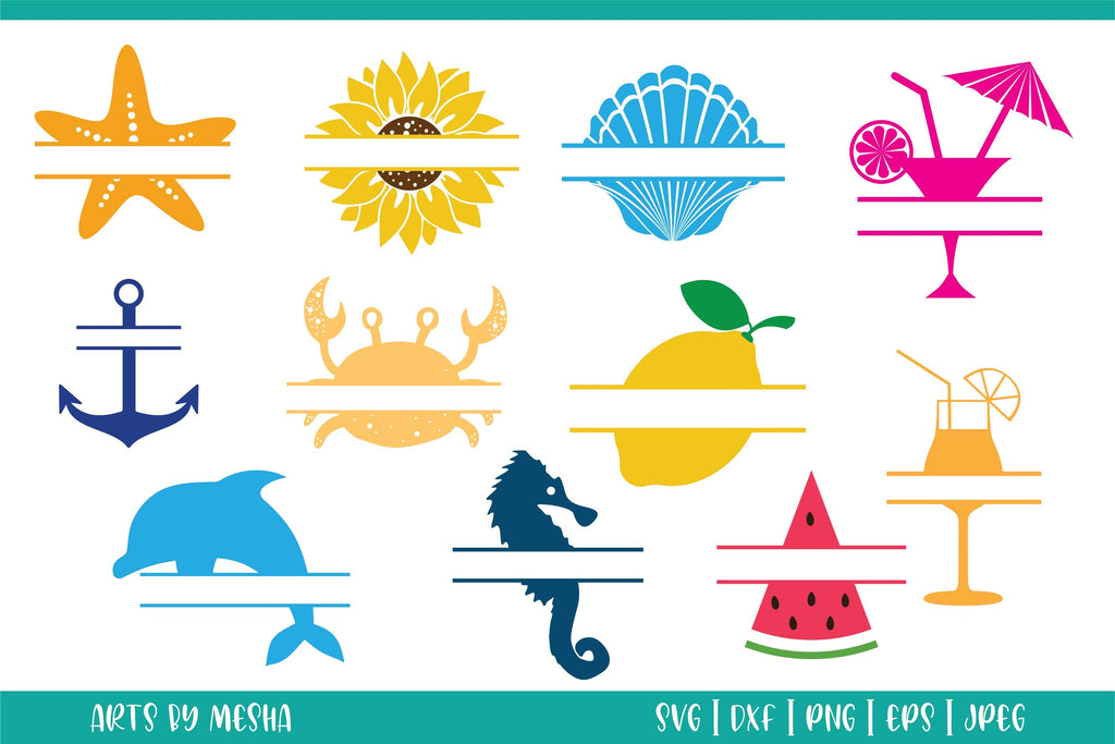 Split Summer Monogram Svg Bundle - So Fontsy