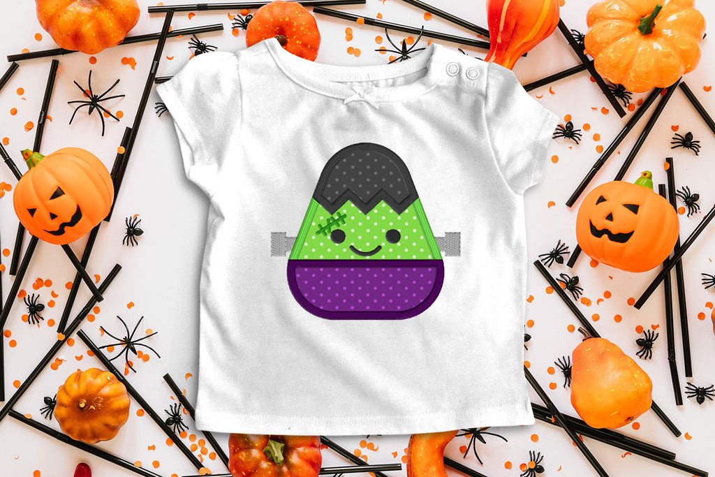Spooky Candy Corn Frankenstein's Monster Halloween Applique Embroidery ...