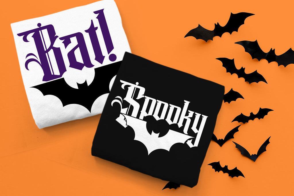 Spooky Halloween Bat with Gothic Words SVG Duo - So Fontsy
