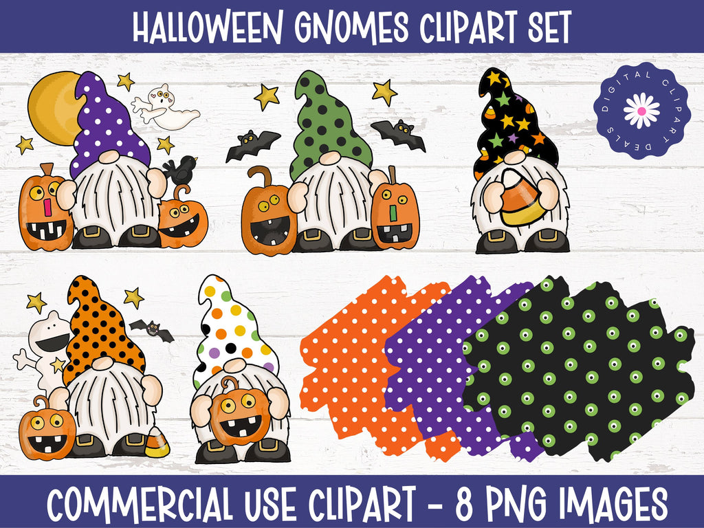 Spooky Halloween Gnomes Clipart Set - DIY Crafts, Sublimation ...