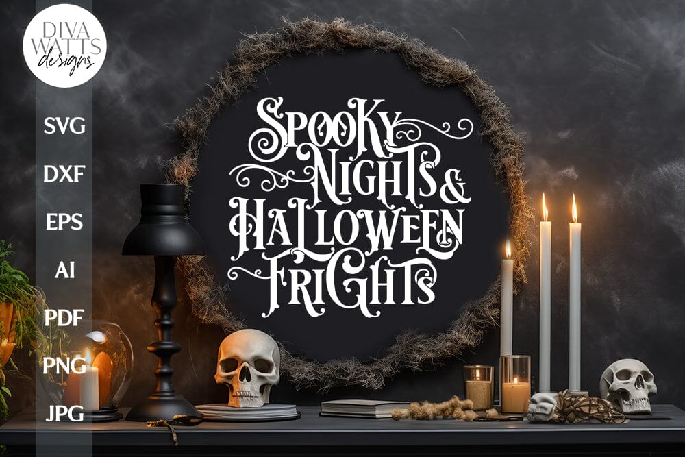 Spooky Nights SVG For Halloween Gothic Sign SVG Halloween Frights SVG ...