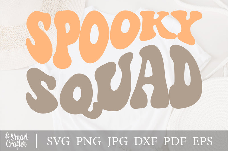 Spooky Squad svg, Halloween Crew svg, wavy style svg, EPS PNG Cricut ...