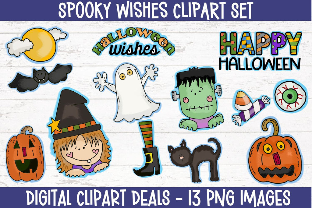Spooky Wishes Halloween-themed Clipart - Seasonal Fall Clipart ...