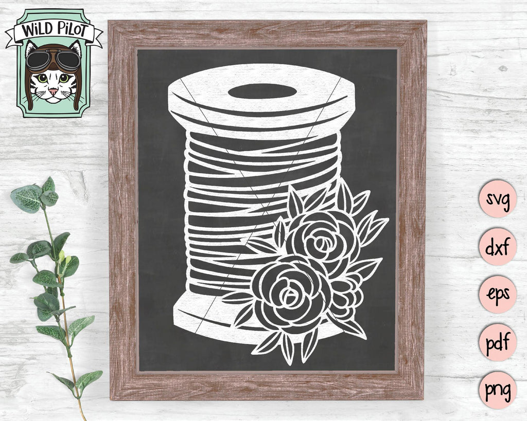 Spool Of Thread Floral SVG Cut File - So Fontsy