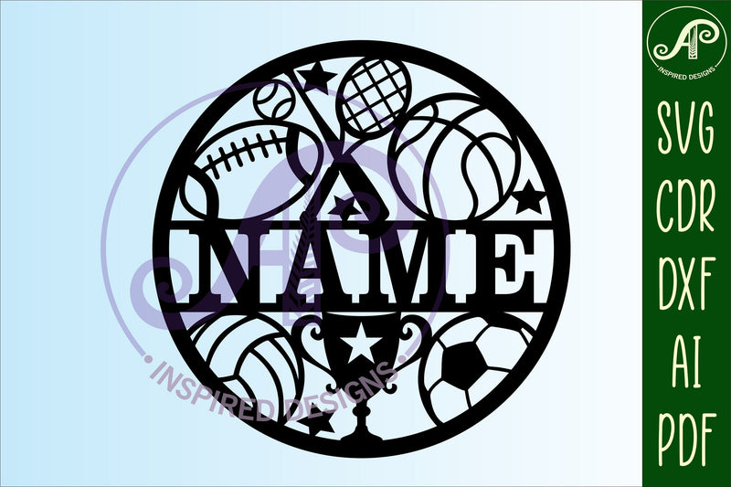 Sport name sign svg laser cut template - So Fontsy