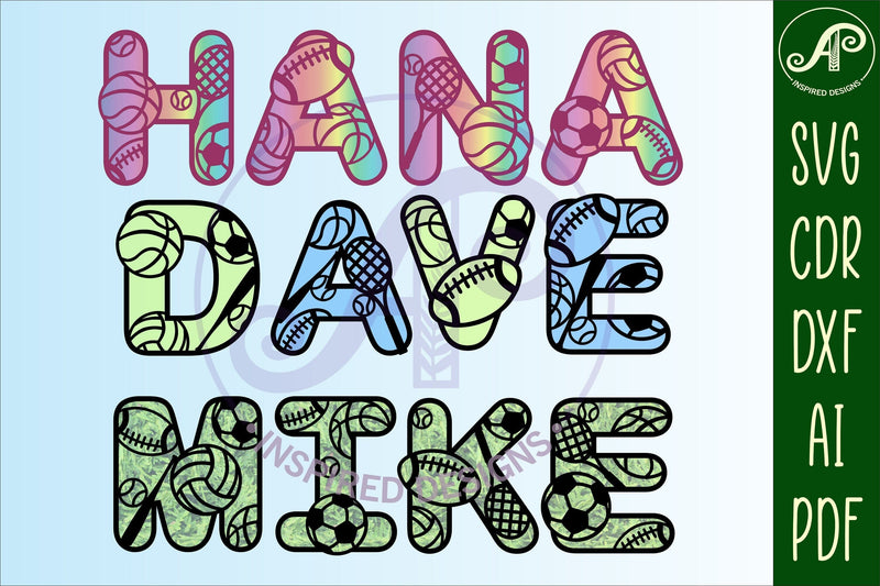 Sports themed alphabet letters SVG - So Fontsy