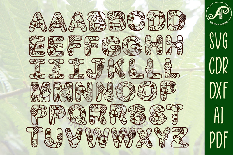 Sports themed alphabet letters SVG - So Fontsy