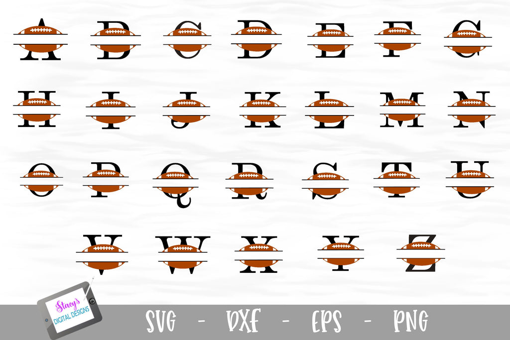 Sports Monogram Bundle - 6 Sets of Sports Split Letters A-Z - So Fontsy