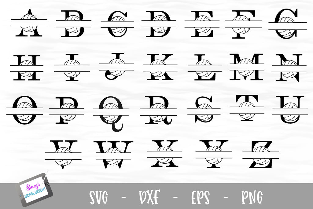 Sports Monogram Bundle - 6 Sets of Sports Split Letters A-Z - So Fontsy