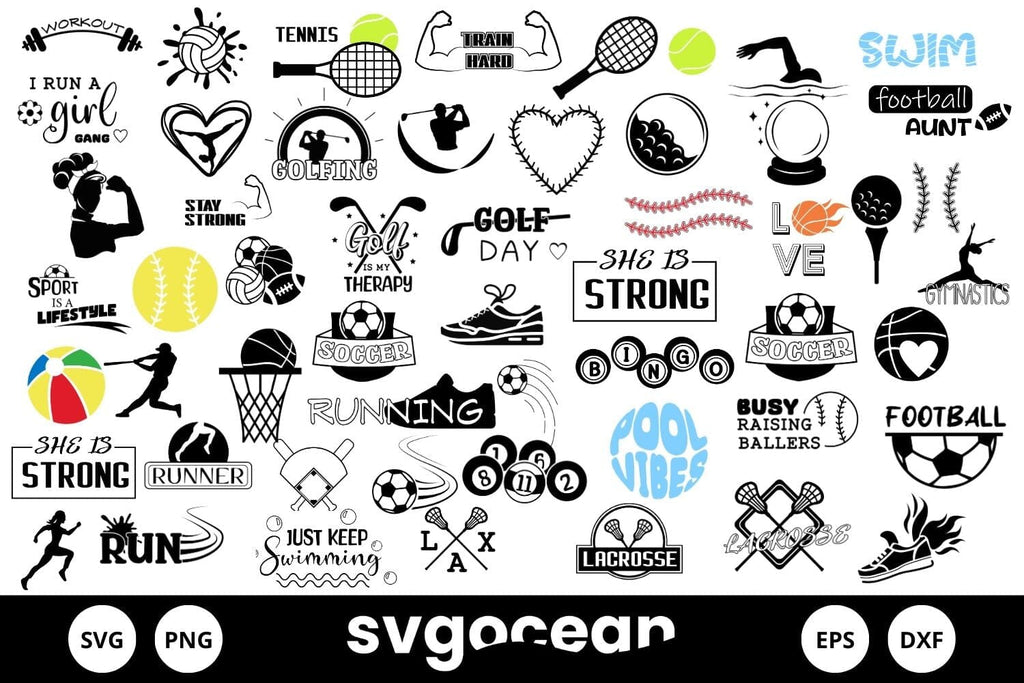 Sports Svg Bundle | Clipart | Silhouette | Cut Files - So Fontsy