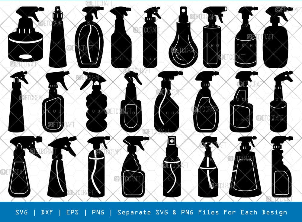 Spray bottle Silhouette, Spray Bottle SVG, Cleaner Spray Svg, Water ...