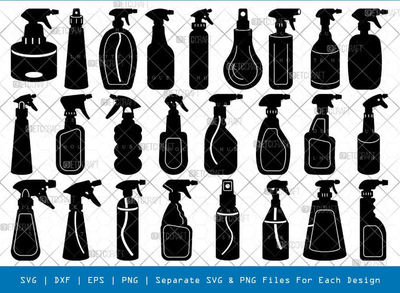 Spray bottle Silhouette, Spray Bottle SVG, Cleaner Spray Svg, Water ...