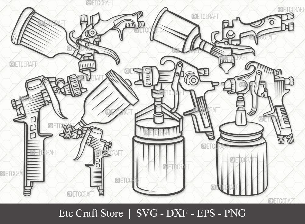 Spray Gun Outline SVG Cut File | Paint Spray Gun Svg | Painting Svg ...