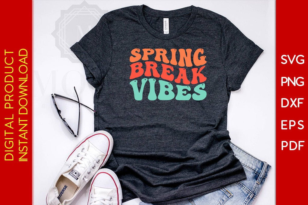 Spring Break Vibes Retro Summer Vacation SVG PNG PDF Cut File - So Fontsy