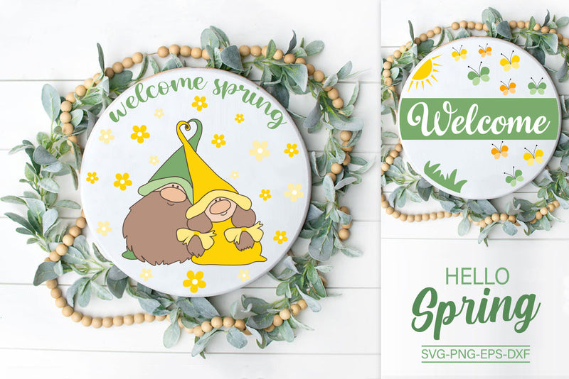 Spring Bundle Svg, Door Hanger Svg, Front Door Decor Svg - So Fontsy