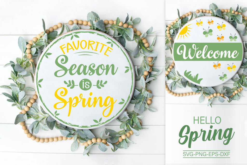 Spring Bundle Svg, Door Hanger Svg, Front Door Decor Svg - So Fontsy