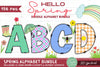 Spring Doodle Alphabet with Hand Drawn Numbers and Clipart - So Fontsy