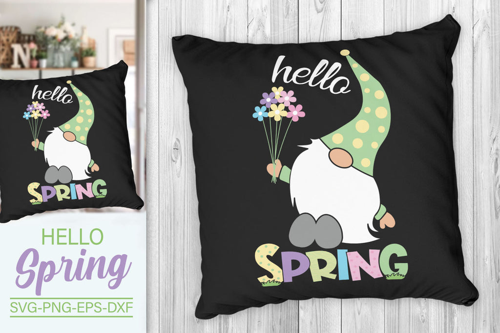 Spring Gnome Svg, Hello Spring Svg - So Fontsy