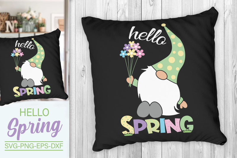 Spring Gnome Svg, Hello Spring Svg - So Fontsy