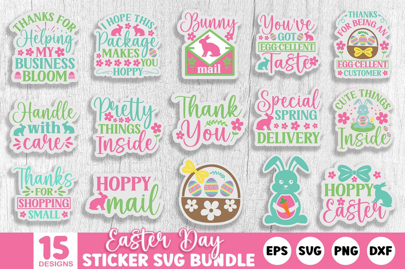Spring Packaging Easter Sticker SVG Design Bundle - So Fontsy