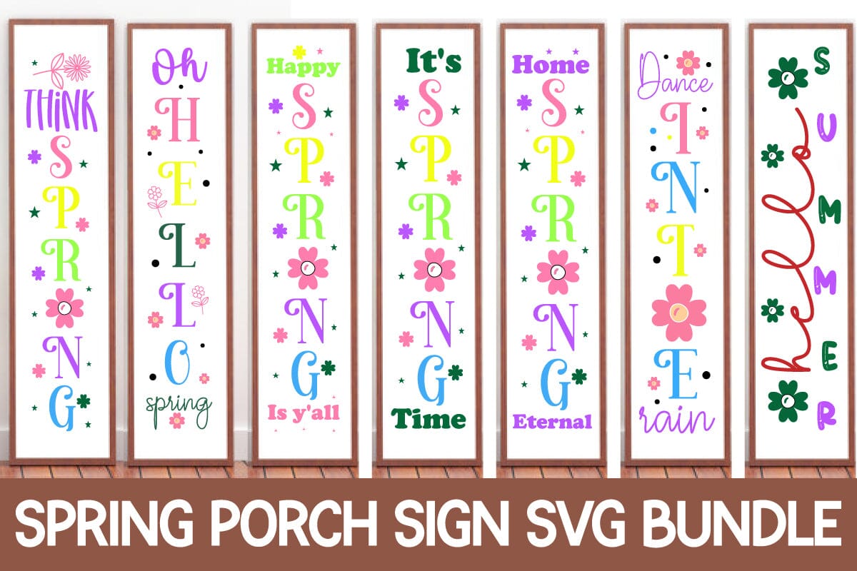 Spring Porch Sign SVG Bundle. Vertical front signs. - So Fontsy