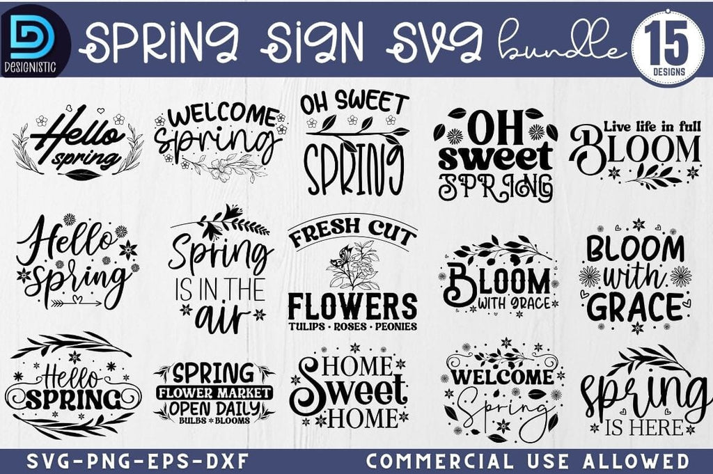 Spring Sign SVG Bundle, Spring Sign SVG - So Fontsy