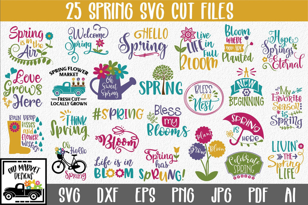 Spring SVG Cut File Bundle - Includes 25 Designs - So Fontsy