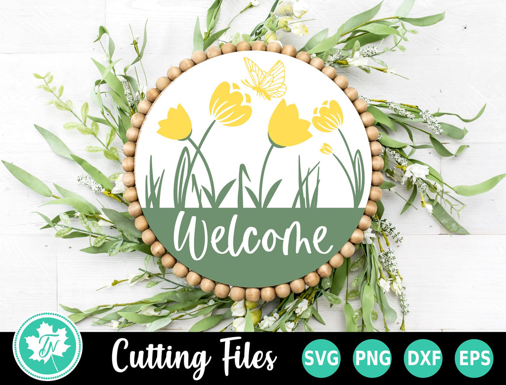Spring SVG | Welcome Flower Round Sign - So Fontsy