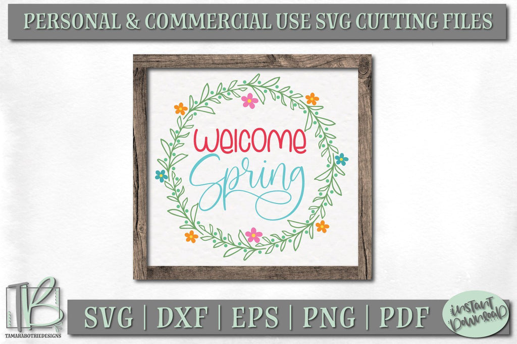Spring Wood Sign SVG, Welcome Spring SVG File - So Fontsy