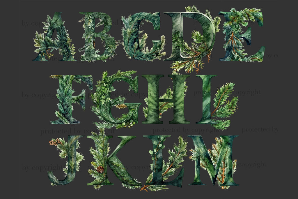 Spruce Branch Alphabet | Winter Letters - So Fontsy