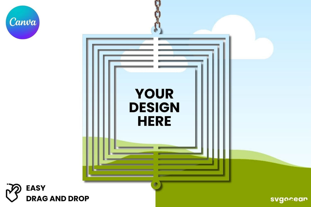 Square Wind Spinner Canva Mockup | Editable | Easy to use - So Fontsy