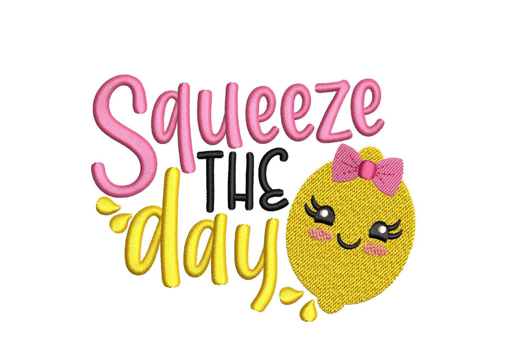 Squeeze the day lemon embroidery design, 4 sizes, Instant download - So ...