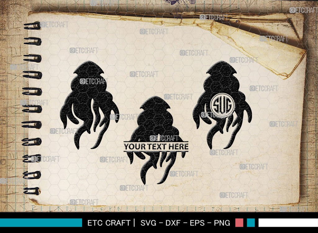 Squid Monogram, Squid Silhouette, Squid SVG, Octopus Svg, Kraken Svg ...