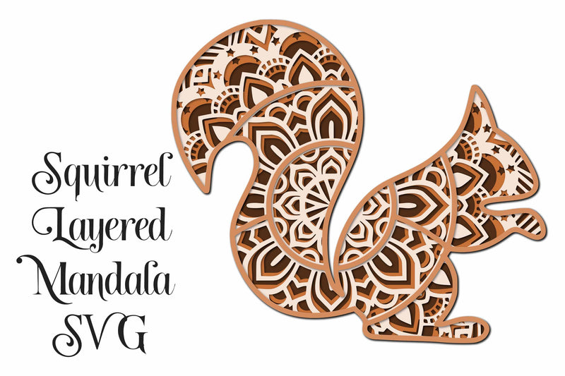 Squirrel Mandala SVG file, 3D layered cut file, 4 layers - Digital Download - So Fontsy