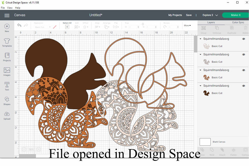 Squirrel Mandala SVG file, 3D layered cut file, 4 layers - Digital Download - So Fontsy