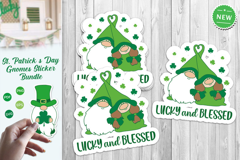 St. Patrick's Day Gnomes, St. Patrick's Day Stickers Bundle Svg - So Fontsy