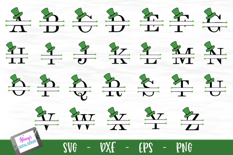 St. Patrick's Day Monogram Set | 26 Split Letters A-Z - So Fontsy