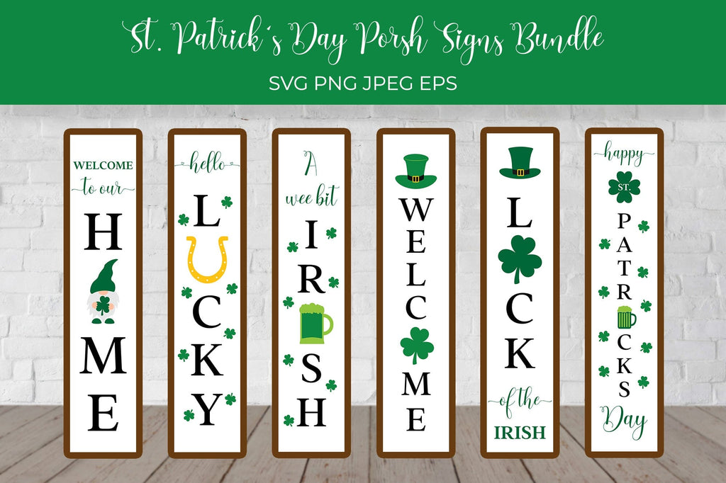 St. Patrick’s Day Porch Sign SVG Bundle. Patricks Day vertical signs ...