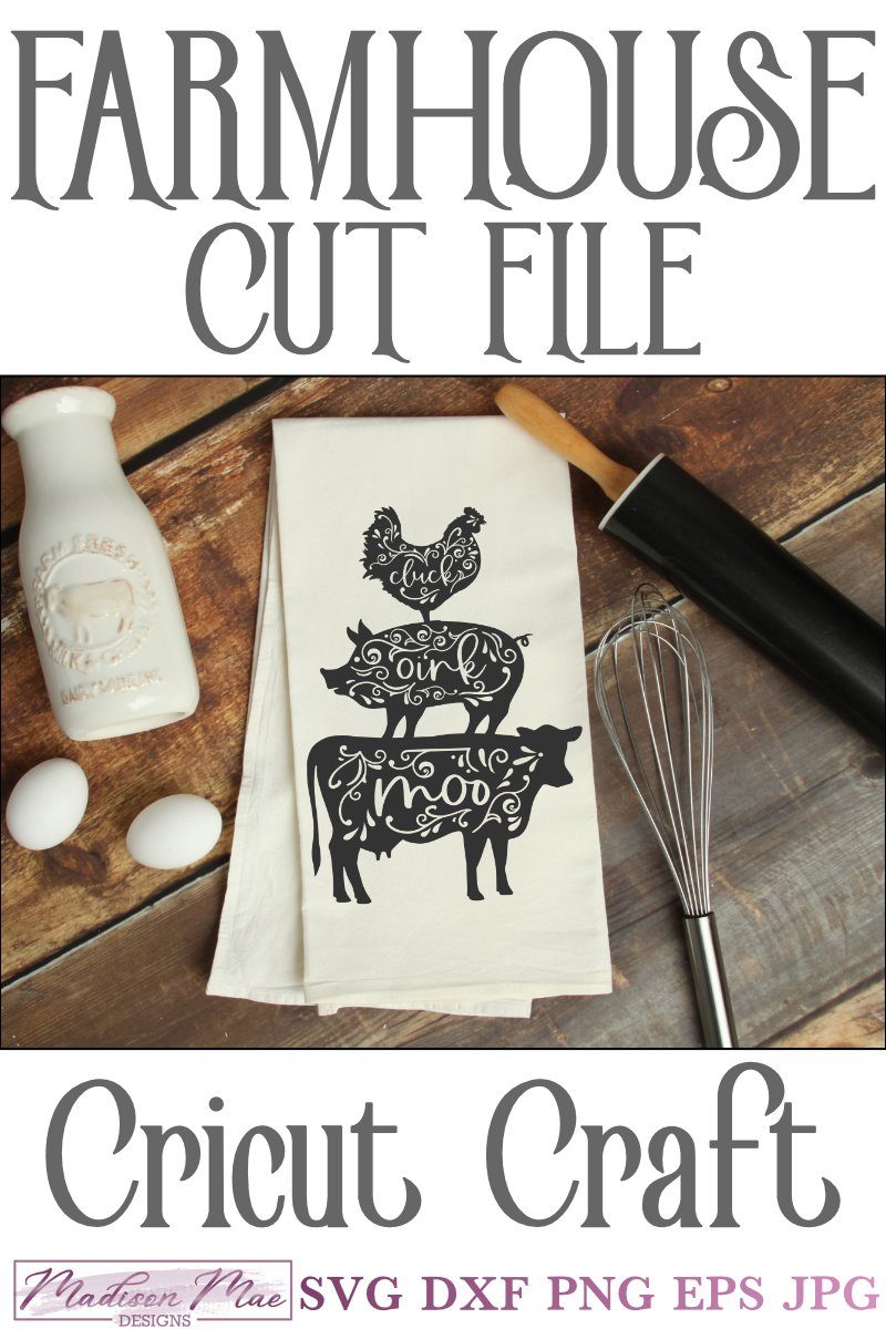 Stacked Cow Pig Chicken Farm Animals - Farmhouse Sign Svg - So Fontsy