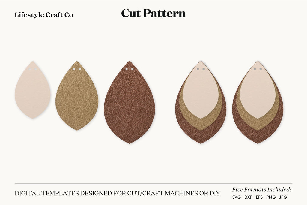 Stacked Leaf Earrings, Faux Leather Earring Templates - So Fontsy